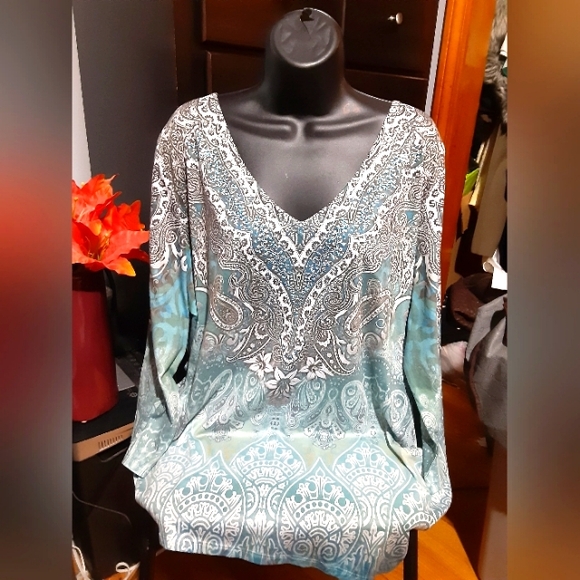 Simply Emma | Tops | Simply Emma Womens Bohemian Top Paisley Rhinestone ...